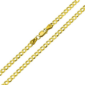 Jewelry America Solid 14K Yellow Gold Elegant Religious Plain Cross Pendant with Curb Chain Necklace, 20"