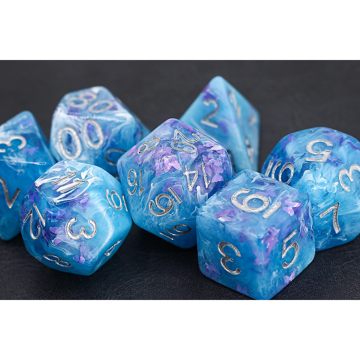 3DEGOS Blue Butterfly DND Dice Set for Dungeons and Dragons Gifts, D&D, D and D, Pathfinder, Accessories, D20, Polyhedral, Resin Dice, Metal, Dice Tray, Tower, Bag, Box