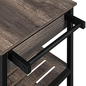 Yaheetech Kitchen Cart with Storage, Rolling Kitchen Island with Drawer and Towel Rack, Utility Shelf Microwave Stand Cart with Lockable Wheels for Dining Room, 40 x 20 x 36 inches, Taupe Wood