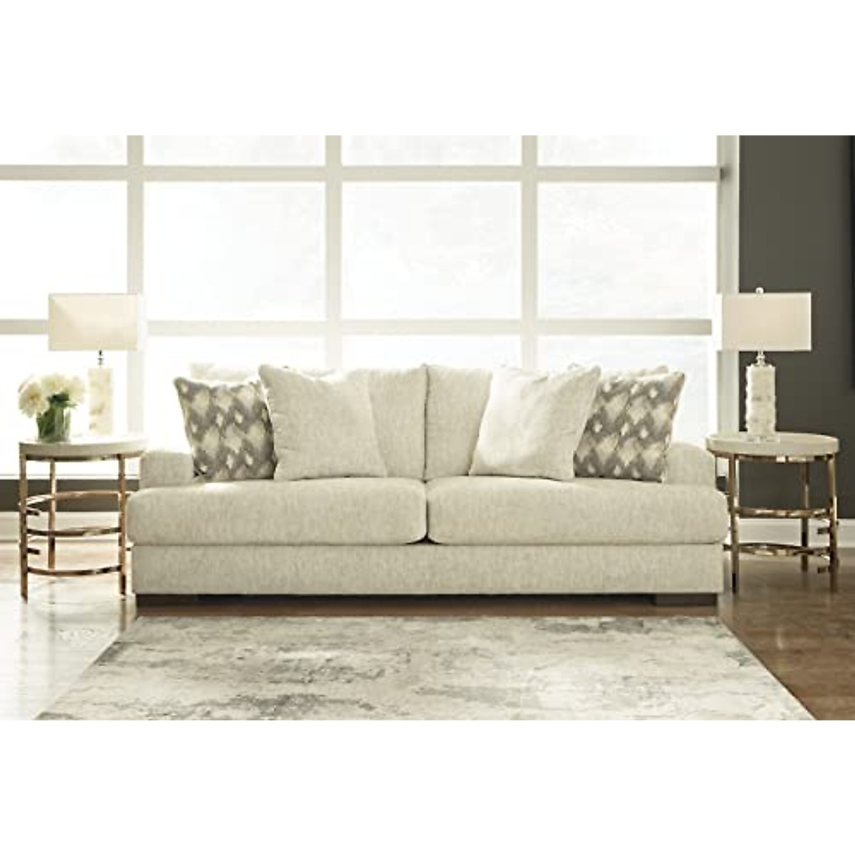 Signature Design by Ashley Caretti Contemporary Sofa with Accent Pillows, Beige
