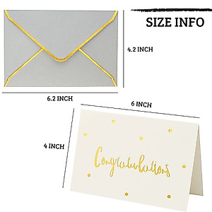 Winoo Design Gold and White Congratulations Cards with Envelopes, 36 PK All Occasion Greeting Cards 4x6 Inches, Bridal Shower Graduation Baby Shower Christmas Thank You Cards