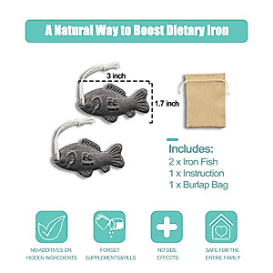 YOUIN 2 Packs of Iron Fish with Bag-A Natural Source of Iron to Reduce The Risk of Iron Deficiency,an Effective and Safe Cooking Tool to Add Iron to Food,Ideal for Pregnant Women Vegans Athletes