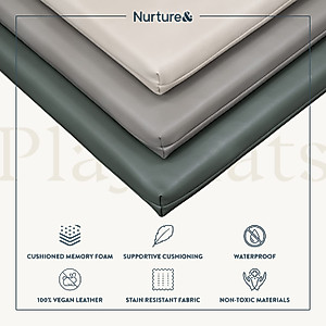 Nurture& Baby Padded Play Mat | Non-Toxic Foam Floor Activity Pad for Babies, Toddlers, Infants | Activity, Tummy Time, Crawling (Max 51" x 76", Olive)
