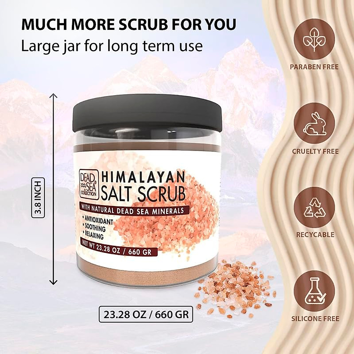 Dead Sea Collection Himalayan Salt Scrub – Exfoliating Body Scrub for Women – Moisturizing and Nourishing Skin – with Pure Oils and Dead Sea Minerals (23.28 Oz)