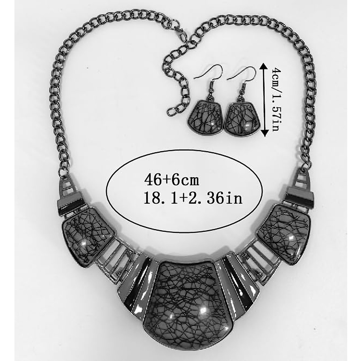 YAZILIND Vintage Ethnic Tibetan Sliver Turquoise Bib Collar Earrings Necklace Jewelry Set Women Gift