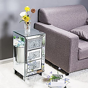 MJWDP (30 x 30 x 60) cm and Contemporary Surface with Diamond 3-Drawers Bedside Table Nightstand Side Table for Bedroom