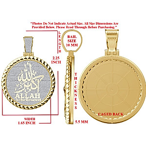 JewelBooth Real Genuine 2.00 Cwt. VVS1 MOISSANITE Diamond 25+ Grams Allahu Akbar Allah Is The Greatest Muslim Takbir Charm 10K Gold On Pendant 2.25'' (Yellow Gold Finish)