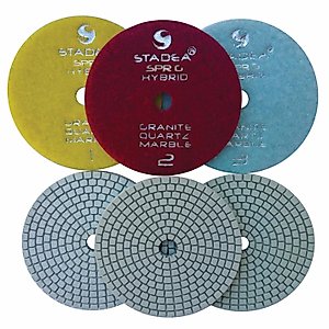 Stadea PPH101S 4" Diamond Polishing Pads Three 3-Step Set Wet Dry Pads For Granite Glass Quartz Polishing