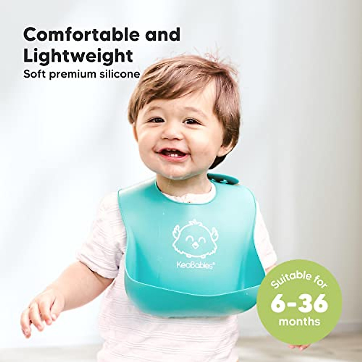 2-Pack Baby Silicone Bibs, Waterproof, Easy Wipe Silicone Bib for Babies, Toddlers, Baby Feeding Bibs with Large Food Catcher Pocket, Travel Bibs for Baby Girl, Boy, Food Grade BPA Free (Cloud Nine)