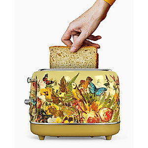 Hazel Quinn X Eduardo Recife Collaboration 2-Slice Retro Toaster, 6 Browning Levels, 3 Functions-Defrost/Reheat/Cancel, Removable Crumb Tray for Easy to Clean, 1.5 Inches Extra Wide Slots