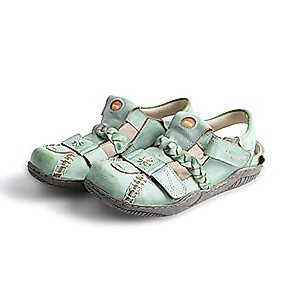 TMA EYES Women's Braided Closed-Toe Leather Sandal