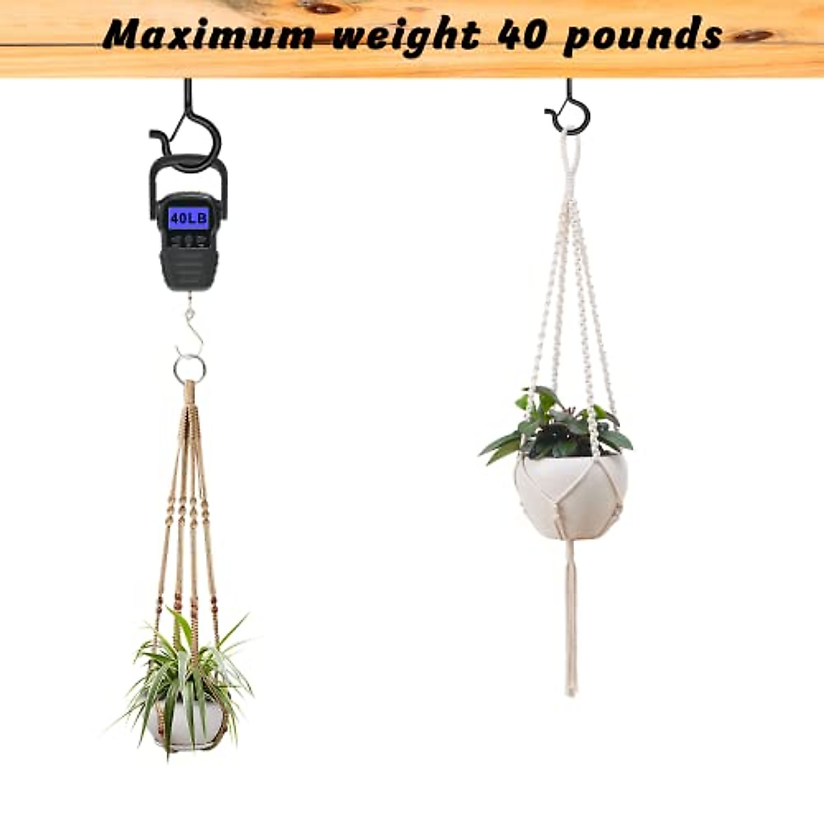 Ansxiy 10 PCS 3 inches Q-Hanger Hooks with Safety Buckle, Screw Hooks for Outdoor String Lights, Ceiling Hooks for Hanging Plants, Black