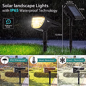 Jior Solar Landscape SpotLights Outdoor 32 LED IP65 Waterproof Solar Powered Wall Lights 2-in-1 Adjustable Lights for Garden Yard Driveway Walkway Pool Patio 4 Pack (Warm White)