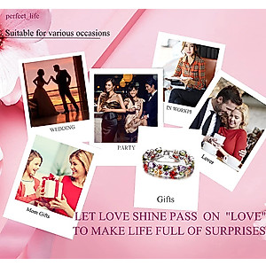 Orglace Classic Ladies Bracelet,Simulated Birthstone,Created Garnet Amethyst Morganite Peridot,White Cubic Zirconia for Women