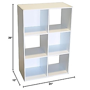 Proman Products 6 Cube Storage Organizer Bookcase, 36" H x 24" W x 12" D, White