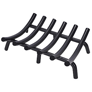 Fireplace Grate 17 Inch Solid Round Steel 3/4" Bar Heavy Duty Firewood Stove Log Holder Rack Grates Wrought Cast Iron Indoor Outdoor Camping Chimney Hearth Wood Burning Fireplace Accessories Tools