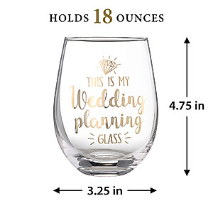 Lillian Rose Wedding Planning Stemless Wine Glass, 1 Count (Pack of 1), Clear