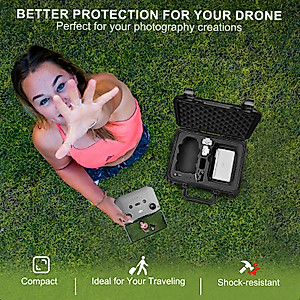 Lekufee Portable Travel Waterproof Hard Case Compatible with DJI Mini 2 SE/DJI Mini 2 Drone/DJI Mini 4K and DJI Mavic Mini 2 Drone Accessories(CASE ONLY)