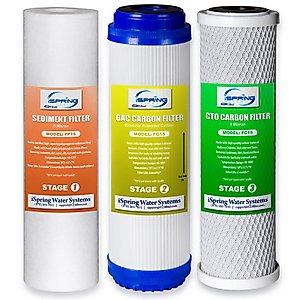 iSpring F3 6-Month Prefilter Replacement Supply Filter Cartridge Pack Set for Standard Reverse Osmosis RO Systems, F3 , White
