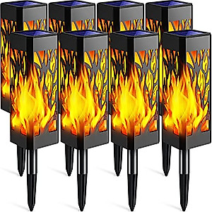TomCare Solar Lights Outdoor Flickering Flames Solar Pathway Lights Solar Powered Decorative Solar Garden Lights Waterproof Solar Torch Lights Outdoor Landscape Lighting for Yard Patio Walkway, 8 Pack