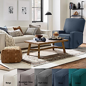 Harkawon Swivel Rocker Recliner Chair, Glider Rocker Recliner, Rocking Chair Nursery, Fabric Chair with High Back, Deep Seat, for Living Room, Bedroom, Blue