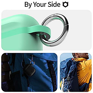 iFace Grip On Color Silicone Case Compatible with AirPods 1 and 2 - Wireless Charging Compatible, Aluminum Carabiner Included - Navy