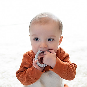 Dr. Brown's Flexees Beaded Teether Rings, 100% Silicone, Soft & Easy to Hold, Encourages Self-Soothe, 3 Pack, Black, White, Gray, BPA Free, 3m+