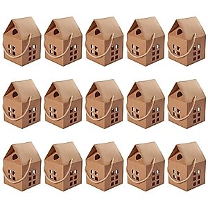 House Shaped Paper Candy Box: 15pcs Paper Boxes Kraft Paper Package Box Christmas Packing Box for Wedding Xmas Party Favor Holder