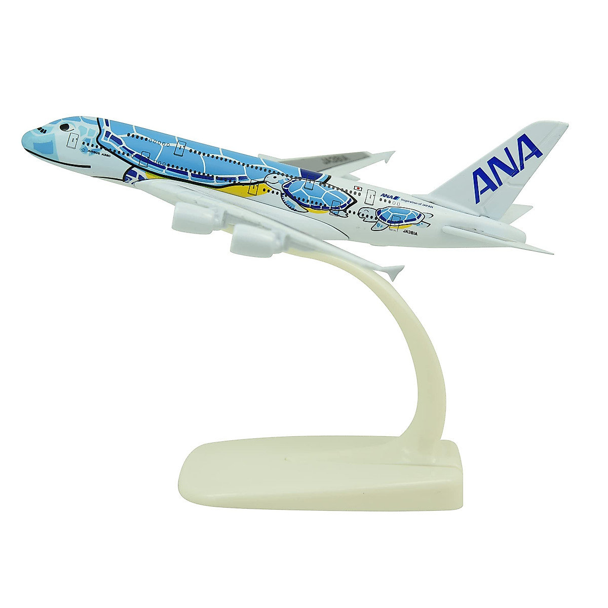 TANG DYNASTY(TM) 1:500 15cm A380 ANA Sea Turtle Metal Airplane Model Plane Toy Plane Model (Blue)