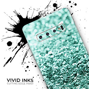 DesignSkinz Aqua Green Glimmer Protective Vinyl Decal Wrap Skin Cover Compatible with The Samsung Galaxy S20 (Screen Trim & Back Glass Skin)