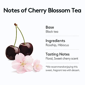 OSULLOC Cherry Blossom Tea (Floral, Sweet cherry scent) | Korean Premium Blended Tea Bag | Sweet Fruit Tea | 20 Count Tea Bags, 1.27oz