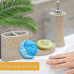 Newmemo Sun & Moon Silicone Soap Molds Crescent Moon Face Silicone Soap Mold Craft Art Molds for Homemade Lotion Bar, Bath Bombs Polymer Clay DIY Candle Resin Making Wax Candy Chocolate (1)