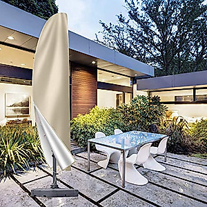 Patio Cantilever Umbrella Covers for Outdoor: Waterproof Offset Umbrella Cover Banana Style with Zipper fits 9FT to 14FT, Khaki