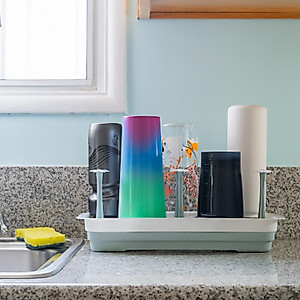 L-WASH Large Countertop Bottle Drying Rack - Ideal for Insulated Water Bottles, Drinking Glasses, Sports Bottles, Baby Bottle Drying Rack, Tumblers, Mugs, Bottle Washer