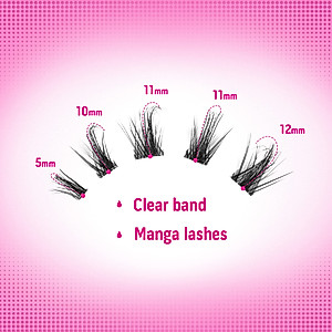 Wispy Lash Clusters 90Pcs Natural Eyelash Clusters Cat Eye Lash Extension Clear Band Cluster Lashes Natural Look Fluffy False Lashes 12MM