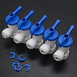 Ball Valve for RO Water Tank Ball Quick Connect Fitting 1/4-Inch - 1/4-Inch Reverse Osmosis Water Valve Filter System Pack of 5