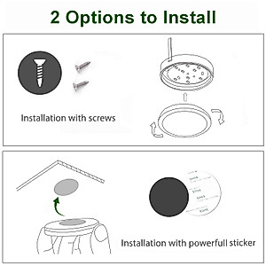 AIBOO Under Cabinet LED Black Cover Puck Lighting Kit with Touch Dimmer Switch for Kitchen Cupboard Closet Lighting (6 Lights,Warm White)