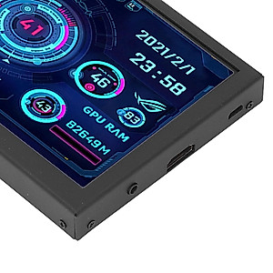 Uxsiya Secondary Screen, ABS Auto Shutdown High Definition Computer Display Monitor Easy Operation Stepless Bright Adjustment with 2pcs Cable for Home Instrumentation