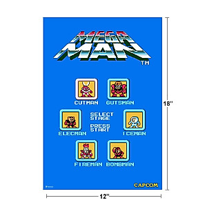 Poster Foundry Mega Man Stage Select Video Game Video Gamer Classic Retro Vintage 90s Gaming MegaMan Capcom Legacy Collection Megaman 11 Mega Man X Dr Wily Thick Paper Print Wall Art 8x12