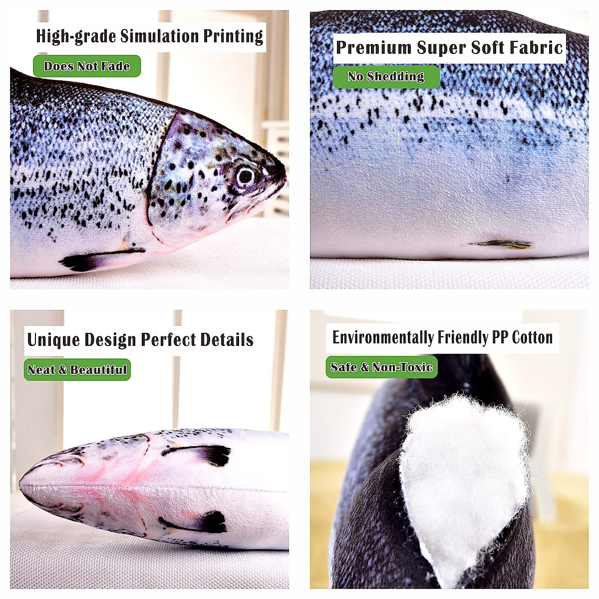 LYXIHAP Simulation Fish Plush Decorate Soft Fish Decorate Pillow Cushion Stuffed Decorate Oversized Pillow Creative Gift Home Decor