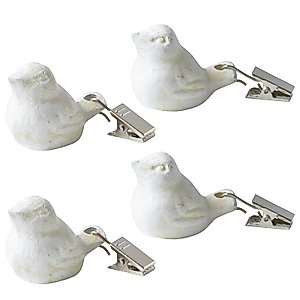 ChooseInOne Set of 4 Pieces Cast Iron Vintage Antique White Bird Heavy Pendant Clip on Hangers Tablecloth Weights Kit for Outdoor Home Garden Party Wedding Picnic Table Covers Cloth, ZBDZ-SMAL-WIT4