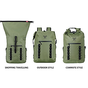 MIER Dry Bag Waterproof Backpack 30L Dry Sack Heavy Duty Roll-Top Closure for Kayaking, Beach, Boating, Swimming, Surfing, Green