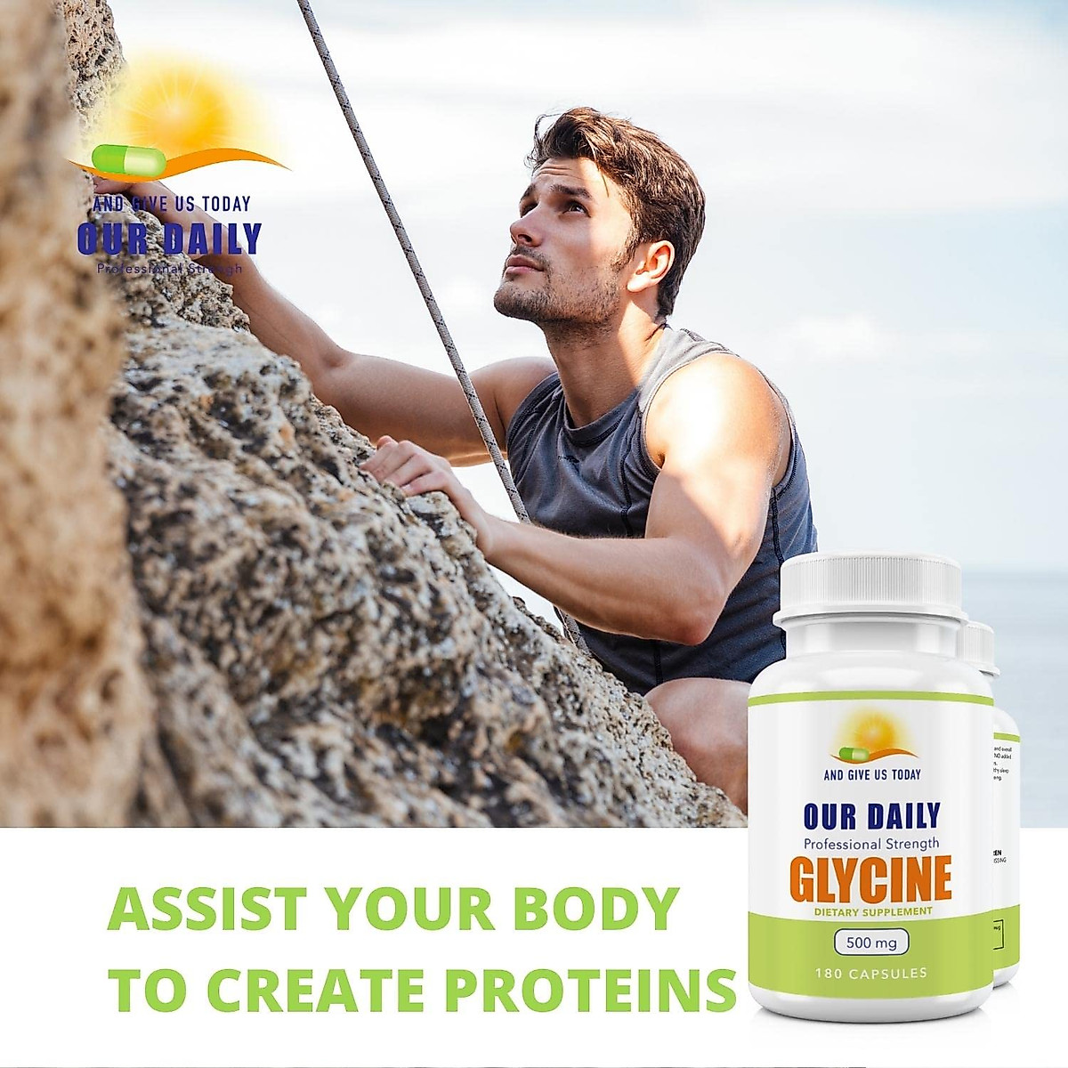 Our Daily Vites Glycine Supplement - Pure 500mg Amino Acid Supplement - 180 Capsules