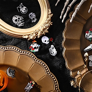 20 Pcs Goth Pin Skull Spooky Skeleton Pins Set Horror Goth Skull Flower Brooch Pins Cute Mini Lapel Pins for Christmas Gifts Women Men Bag Jacket Backpack Hat Pant Clothes Accessories (Skeleton)