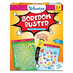 Skillmatics Educational Game - Boredom Buster, Reusable Activity Mats with Dry-Erase Marker, Gifts, Travel Toy for Kids Ages 3, 4, 5, 6