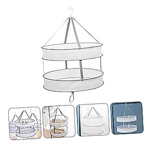 Cabilock 2pcs Double Clothes Basket mesh Bra Grey Towels Gray Towels Laundry Drying Rack Collapsible Towels Drying Hanger Collapsible Drying Rack Towels Drying mesh net Bras Drying net Grid