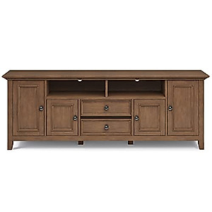 SIMPLIHOME Amherst SOLID WOOD 72 Inch Wide Transitional TV Media Stand in Rustic Natural Aged Brown for TVs up to 80 Inches, For the Living Room and Entertainment Center