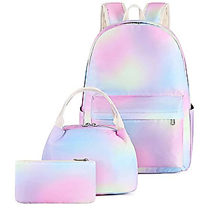 Pawsky Teen Girls School Backpack Kids Bookbag Set Water Resistant Laptop Backpack Casual Daypacks with Lunch Bag and Pencil Case