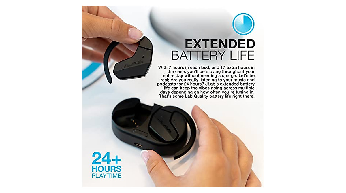 JLab Open Sport Open-Ear Wireless Earbuds - 24+ Hours Battery Life