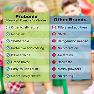 Humarian Probonix Advanced Probiotics for Kids - Extra-Strength 8-Strain Liquid Probiotic for Kids to Fortify Digestive Health and More - 90 Billion CFUs - 30-Day Supply - Tasty Grape Flavor